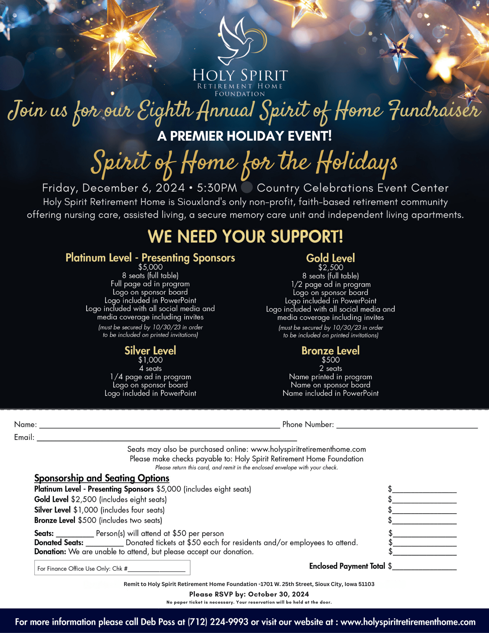 2024 SOH Fundraiser Form – Holy Spirit Retirement Home